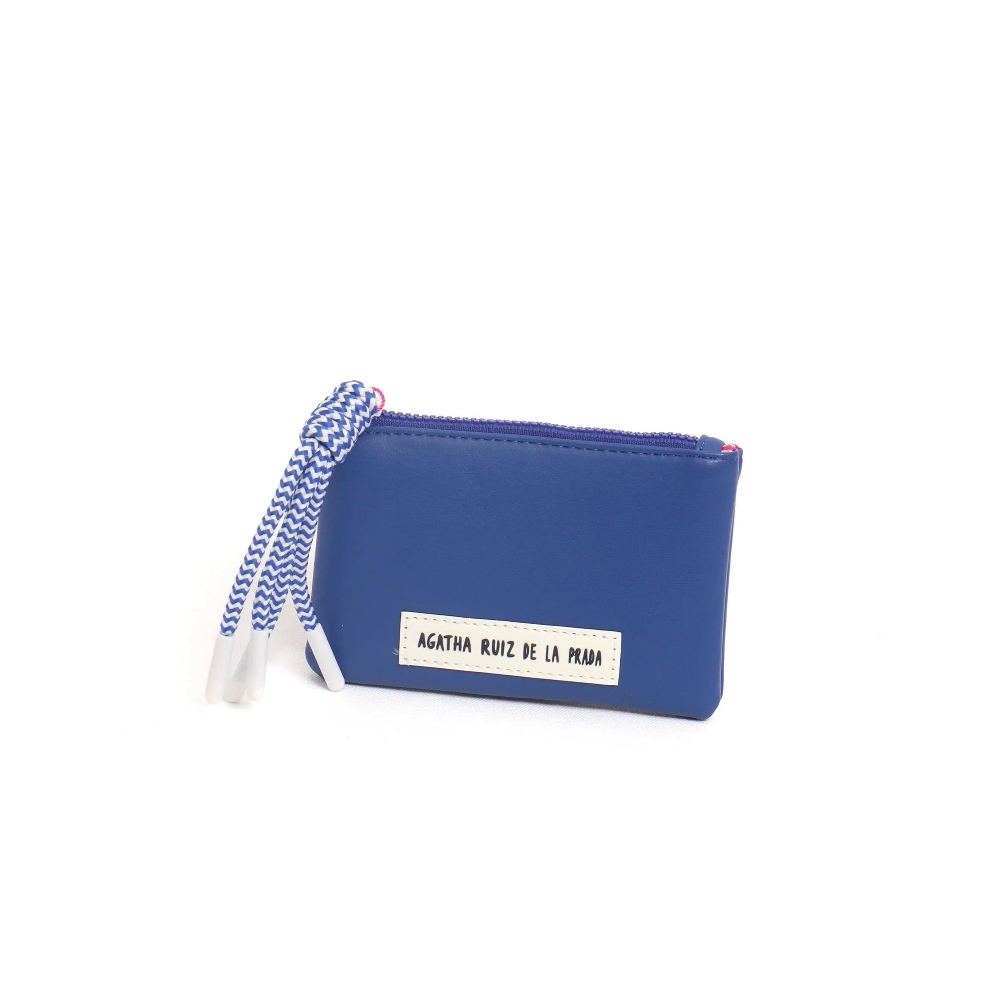 PLAIN BLUE POMPON PURSE